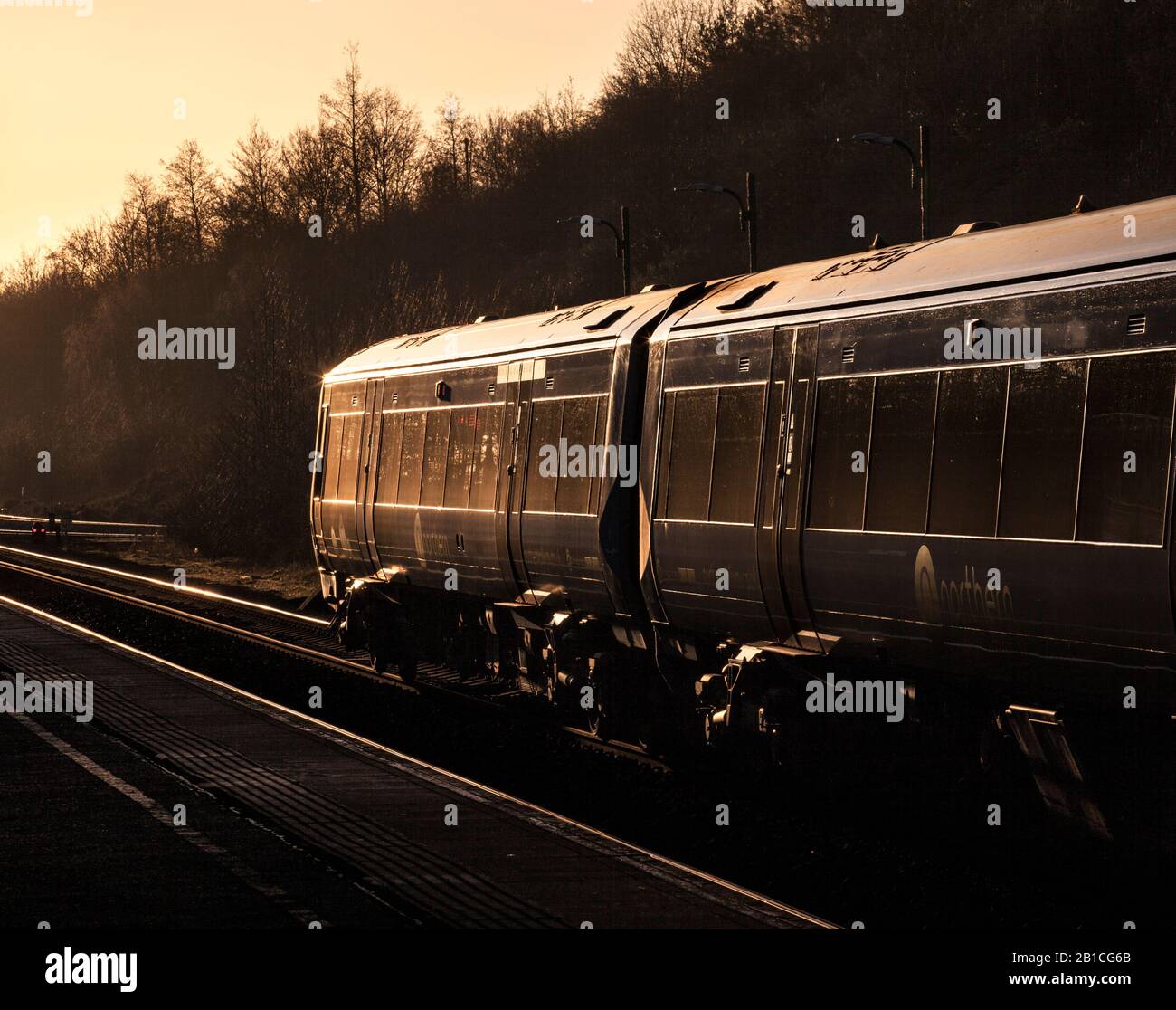 Arriva Northern rail Bombardier class 170 Turbostar train glinting in ...