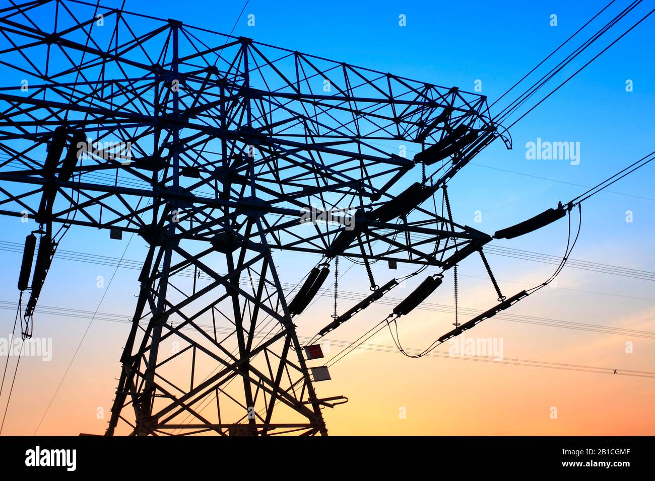 The evening of the pylon outline, is very beautiful Stock Photo - Alamy