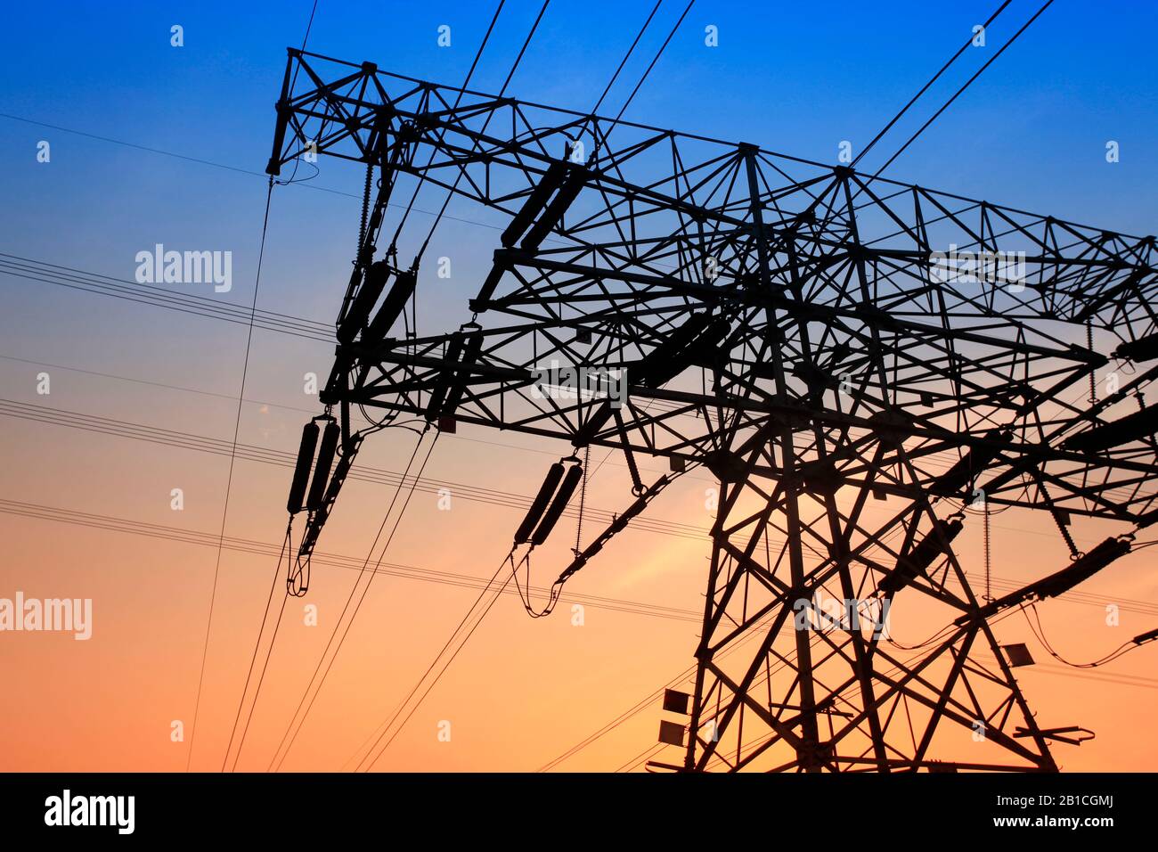 The evening of the pylon outline, is very beautiful Stock Photo - Alamy