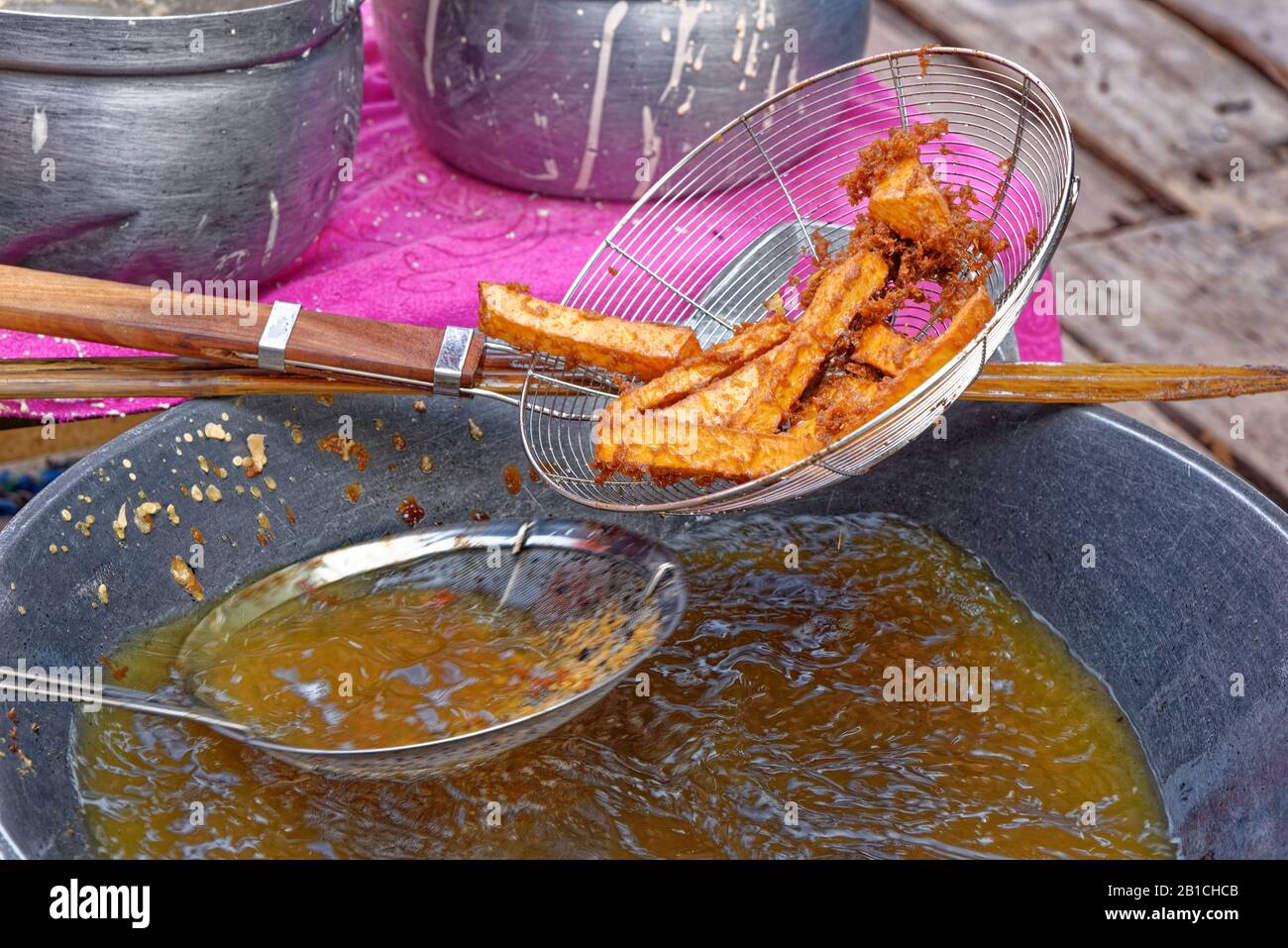 Traditional thai street food - fried banana Stock Photo - Alamy