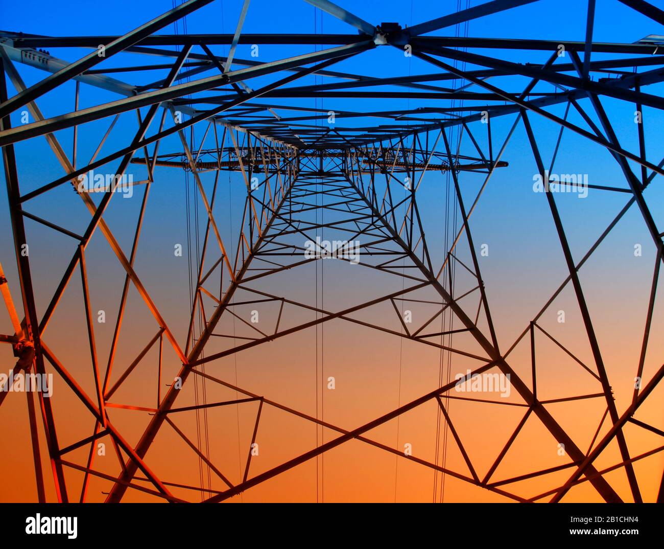 The evening of the pylon outline, is very beautiful Stock Photo - Alamy