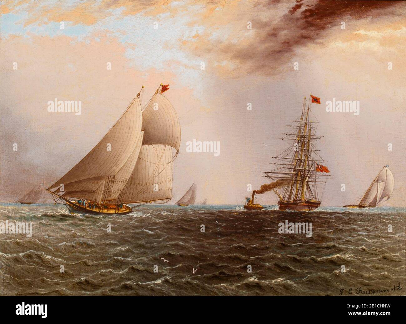 Gale Warning, the Schooner Ariel by James E. Buttersworth Stock Photo ...