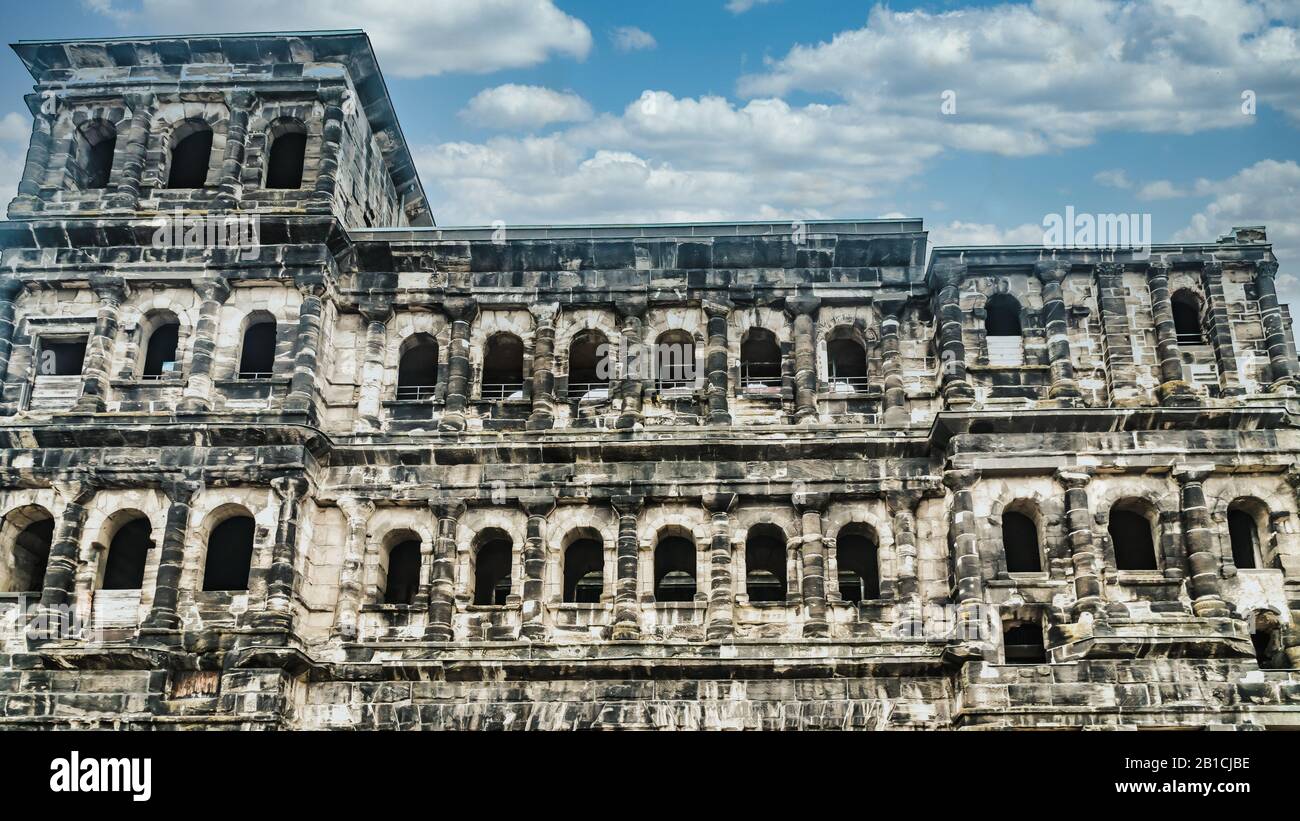 Famous Porta Nigra Monument in Trier Germany with blue sky in Summer ...