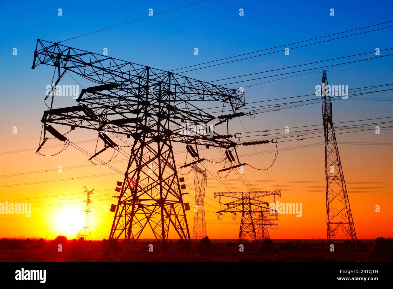 The evening of the pylon outline, is very beautiful Stock Photo - Alamy