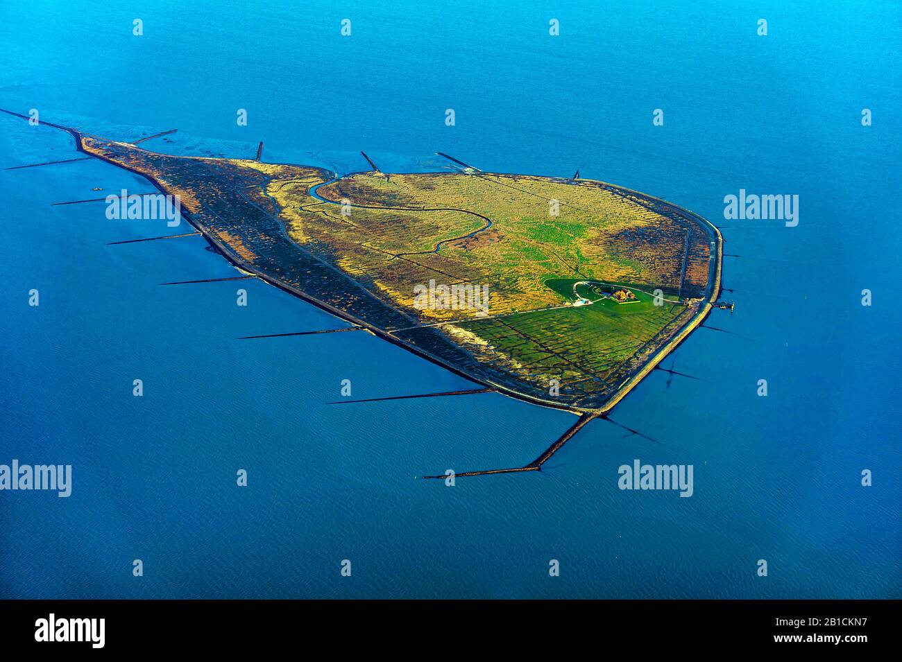 aerial view of Hallig Suedfall, Germany, Schleswig-Holstein Stock Photo ...