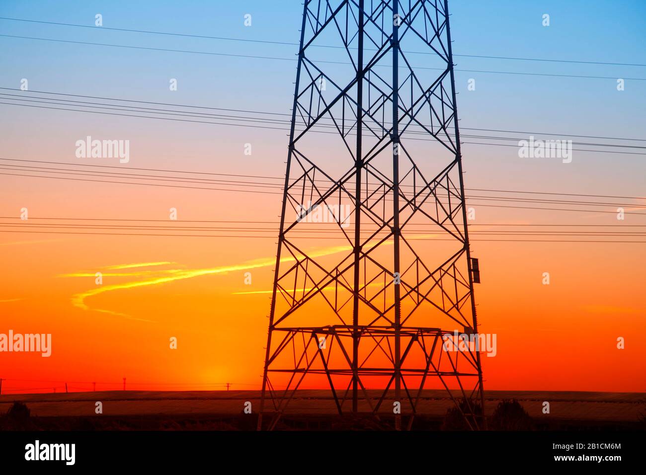 The evening of the pylon outline, is very beautiful Stock Photo - Alamy