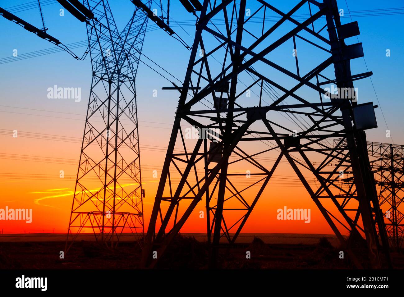 The evening of the pylon outline, is very beautiful Stock Photo - Alamy
