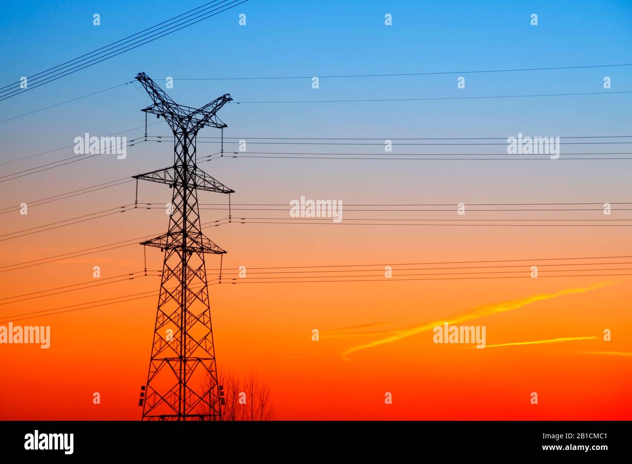 The evening of the pylon outline, is very beautiful Stock Photo - Alamy