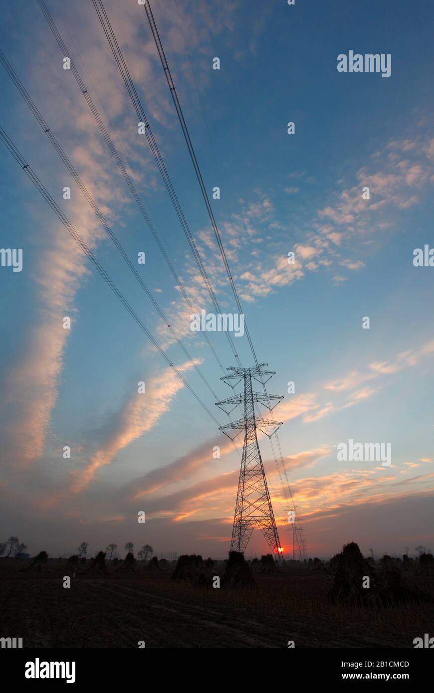 The evening of the pylon outline, is very beautiful Stock Photo - Alamy