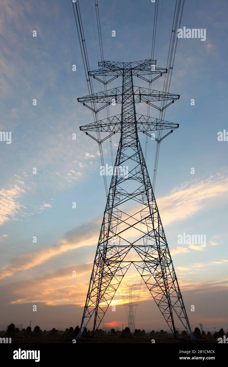 The evening of the pylon outline, is very beautiful Stock Photo - Alamy