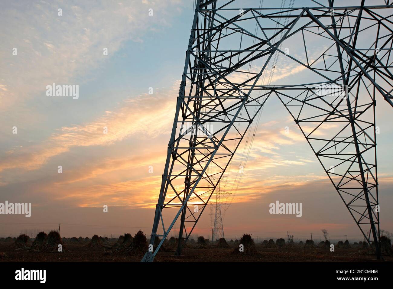 The evening of the pylon outline, is very beautiful Stock Photo - Alamy