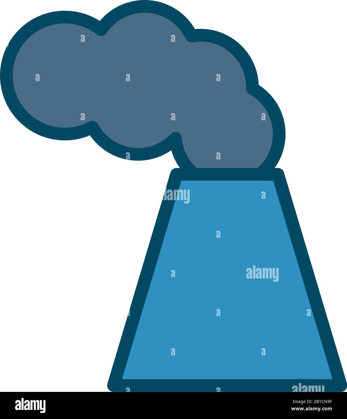 Isolated factory chimney with smoke line and fill style icon vector ...