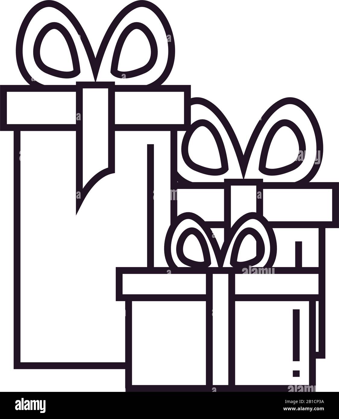 gifts with bowties line style icon design, Box present holiday ...