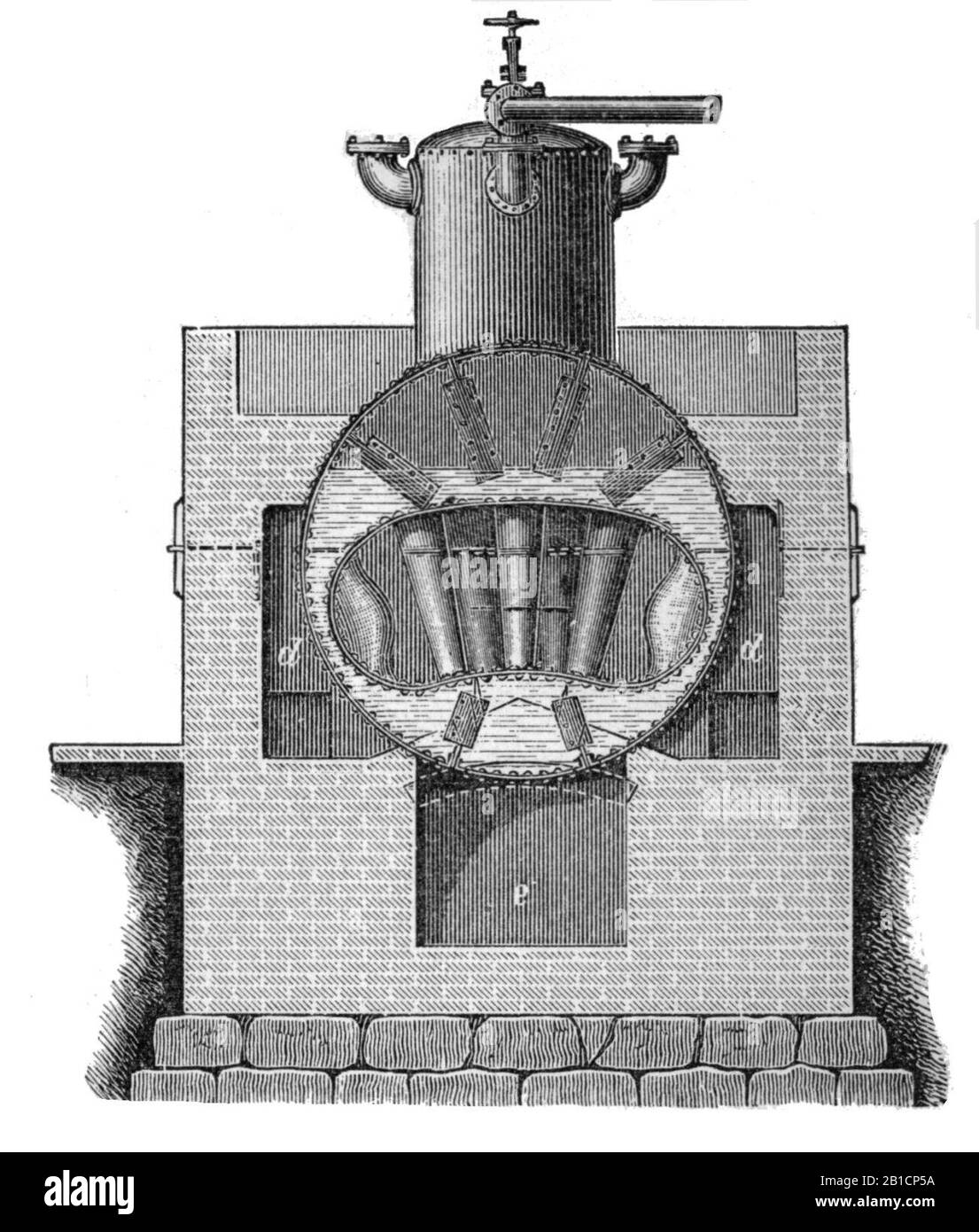 Galloway boiler, cross section, Dampfkessel2 brockhaus Stock Photo - Alamy