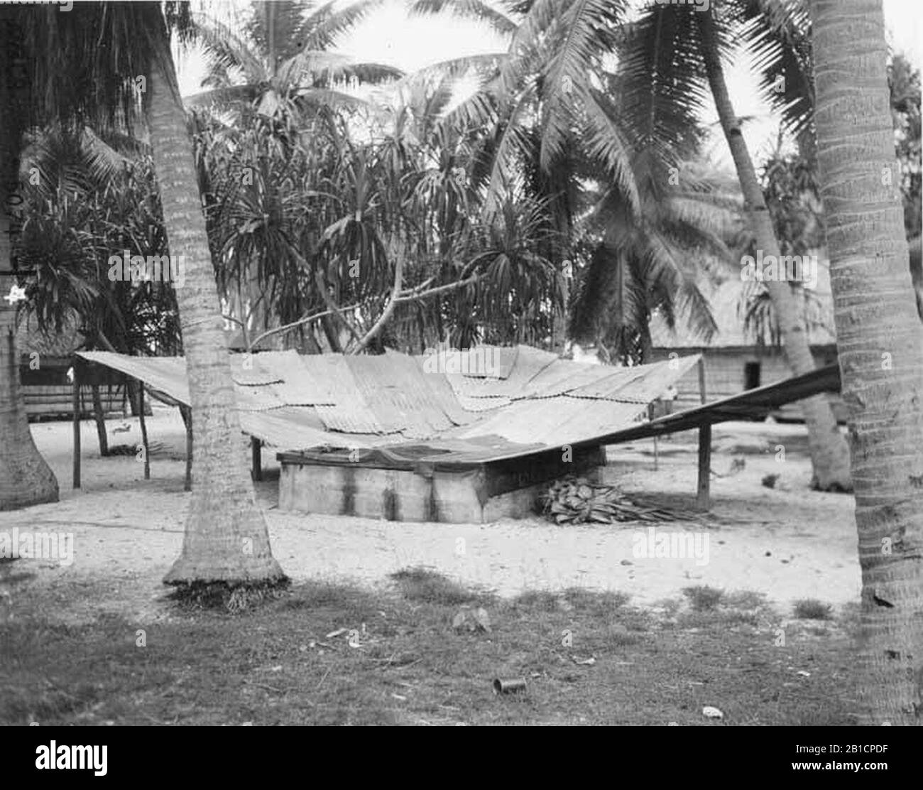 Galvanized metal drain natives used to catch fresh rain water, Rongerik ...