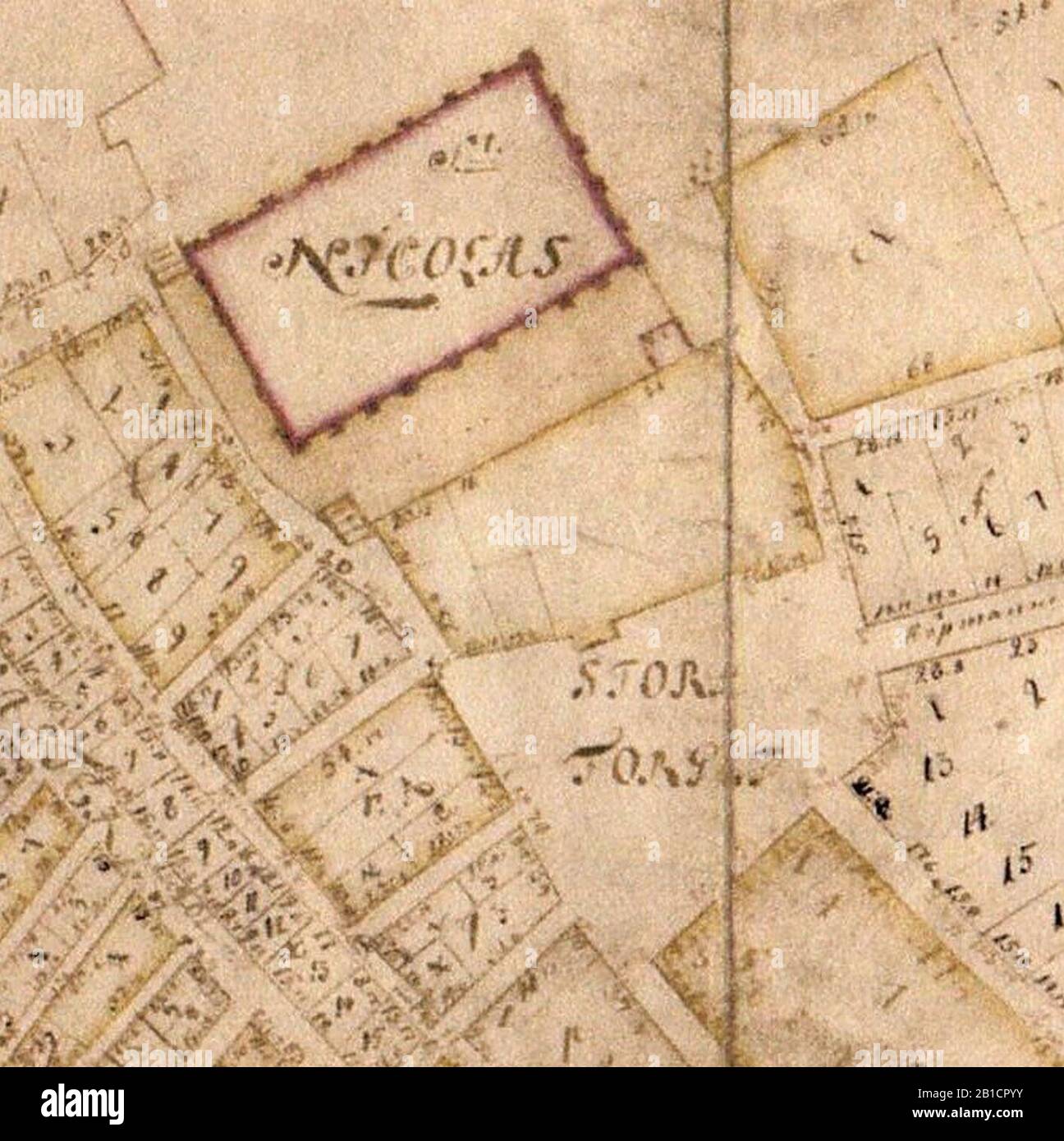 Gamla stan grundritning 1716 (kv Rådstugan Stock Photo - Alamy