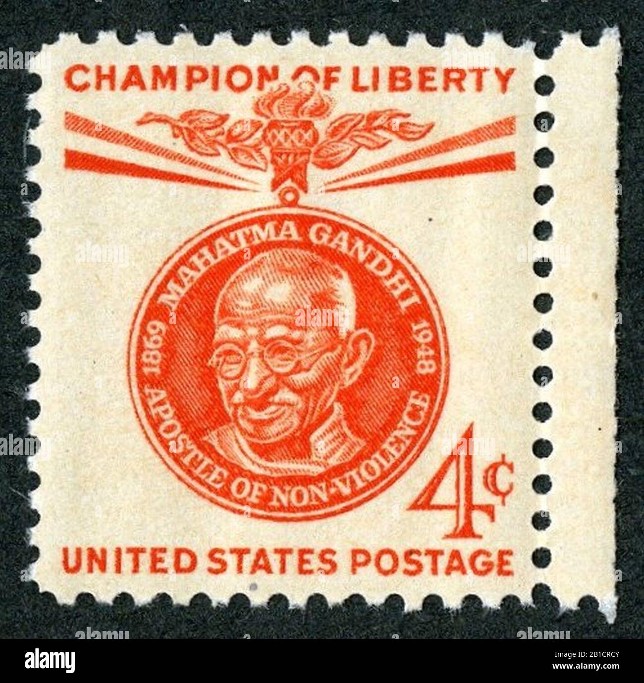 Gandhi on US stamp Champion of Liberty Stock Photo - Alamy