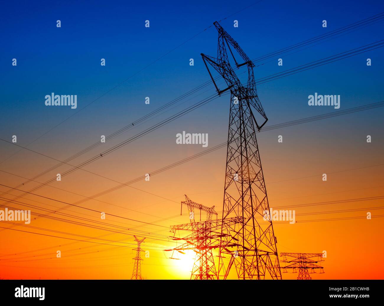 The evening of the pylon outline, is very beautiful Stock Photo - Alamy