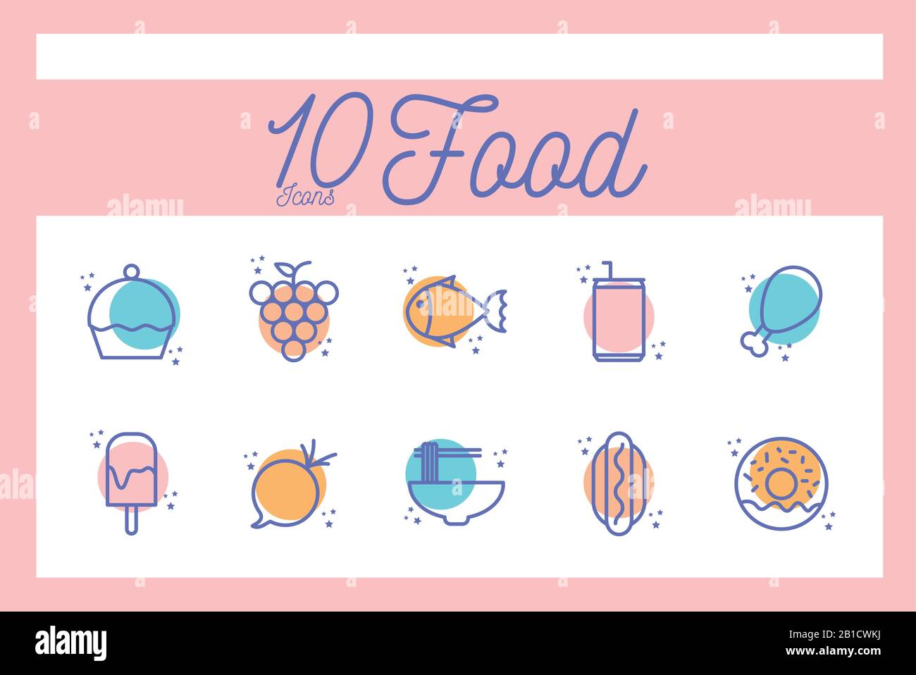 Isolated 10 food block line style icon set vector design Stock Vector ...