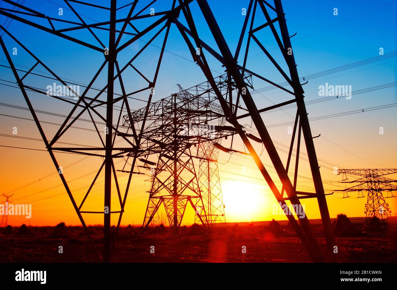 The evening of the pylon outline, is very beautiful Stock Photo - Alamy