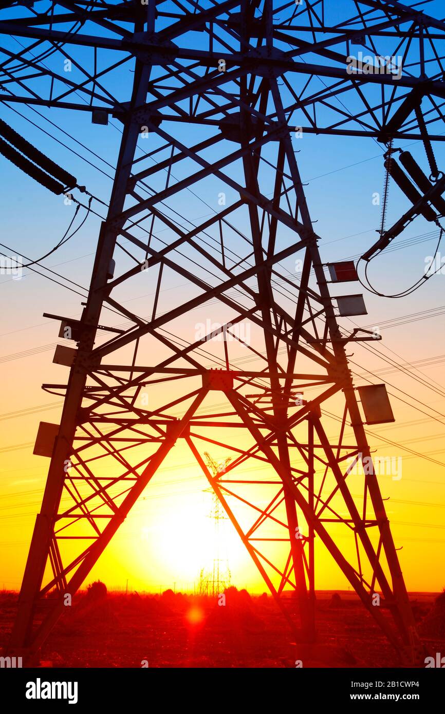 The evening of the pylon outline, is very beautiful Stock Photo - Alamy