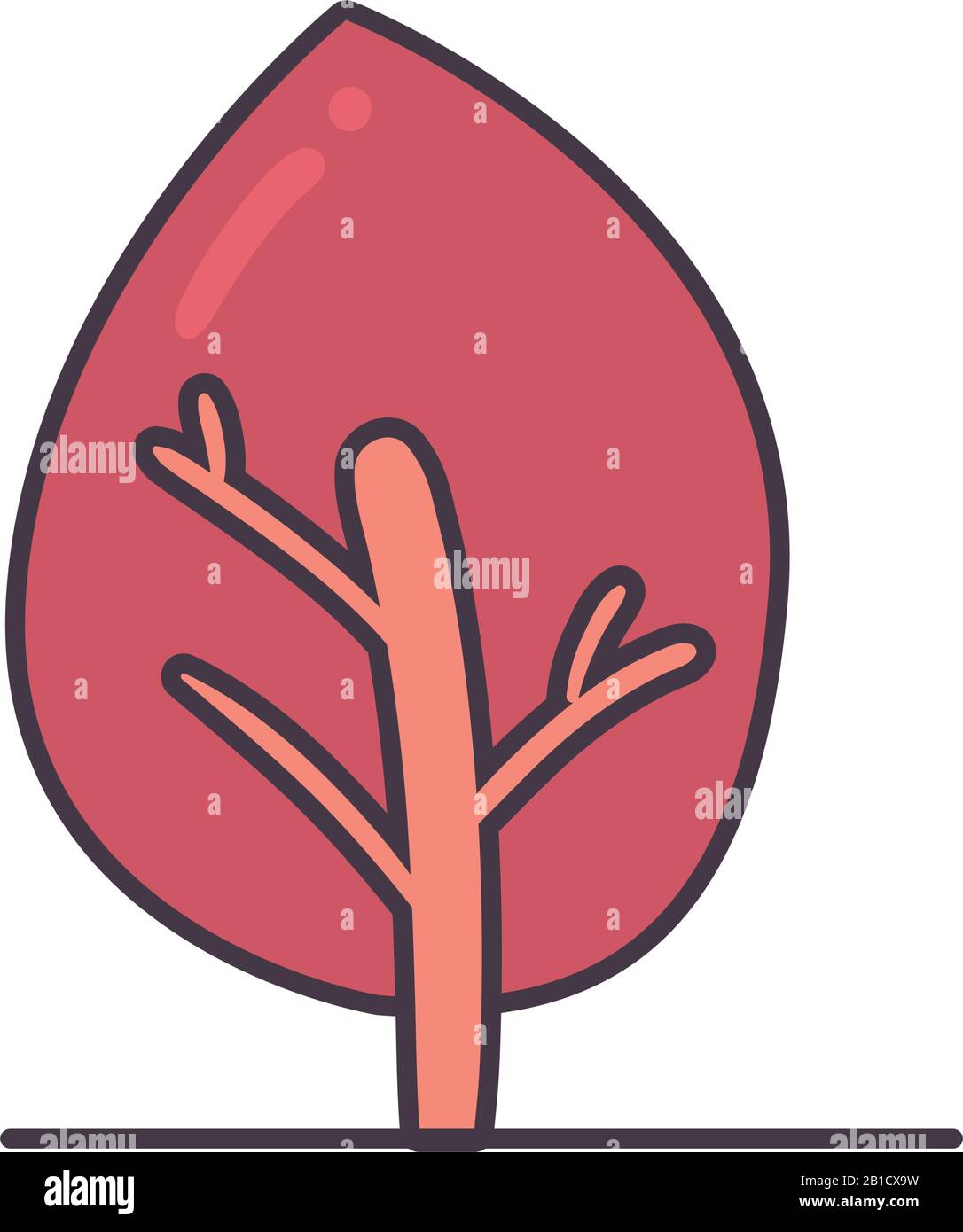 Tree line and fill style icon design, Nature plant summer season ...