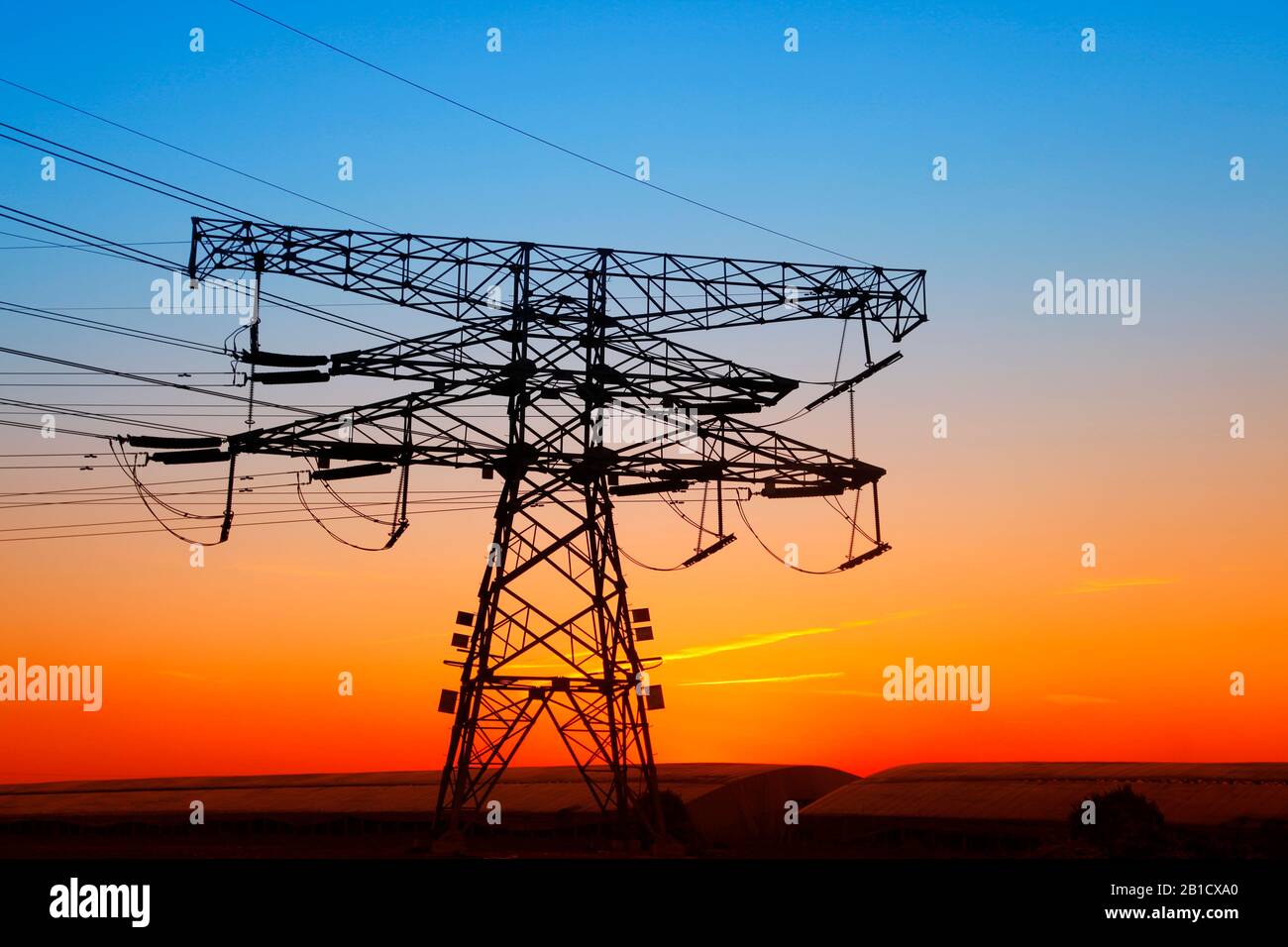 The evening of the pylon outline, is very beautiful Stock Photo - Alamy