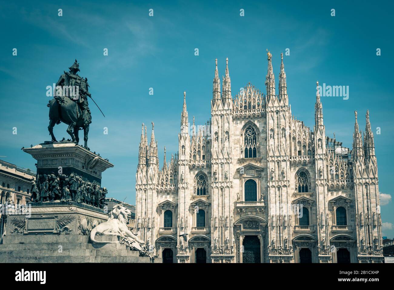 The famous Milan Cathedral (Duomo di Milano) and monument to Victor ...