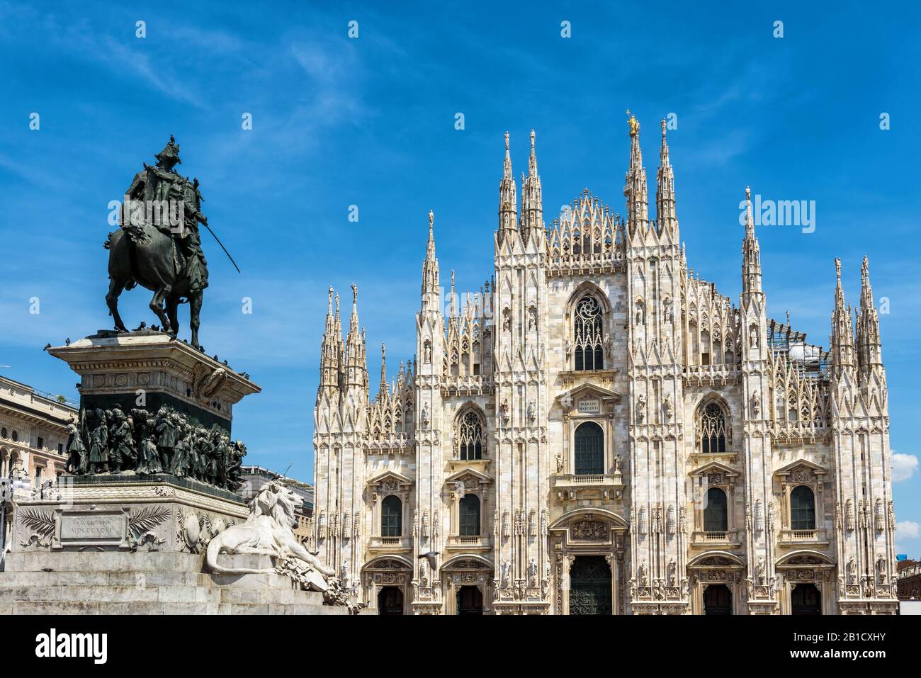 The famous Milan Cathedral (Duomo di Milano) and monument to Victor ...