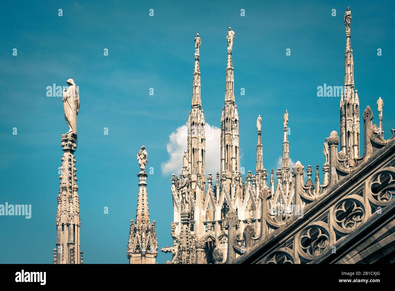 Beautiful view of the Milan Cathedral roof (Duomo di Milano) in Milan ...