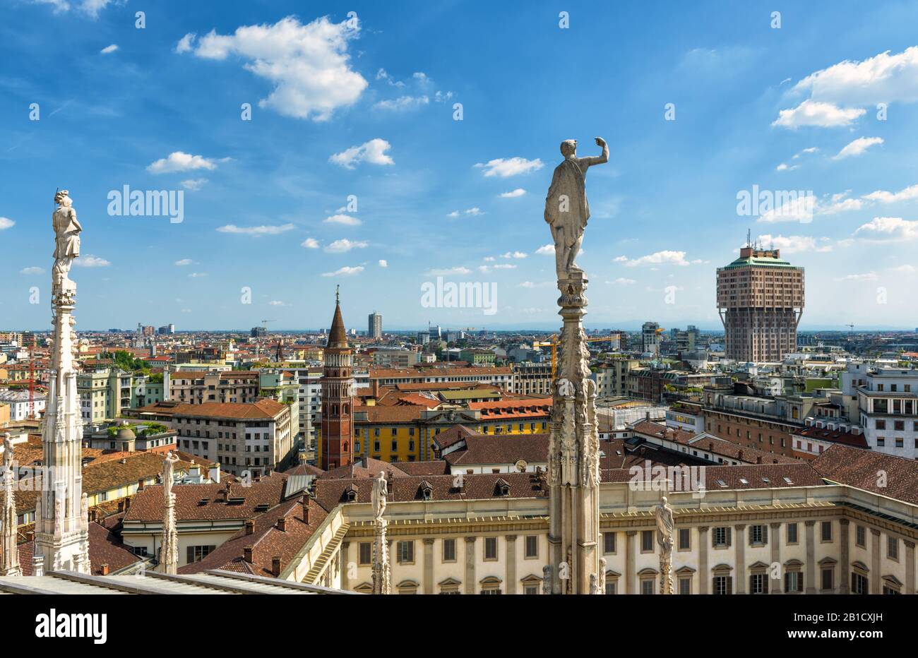 Milan skyline, Italy. View from rooftop of Milan Cathedral (Duomo di ...