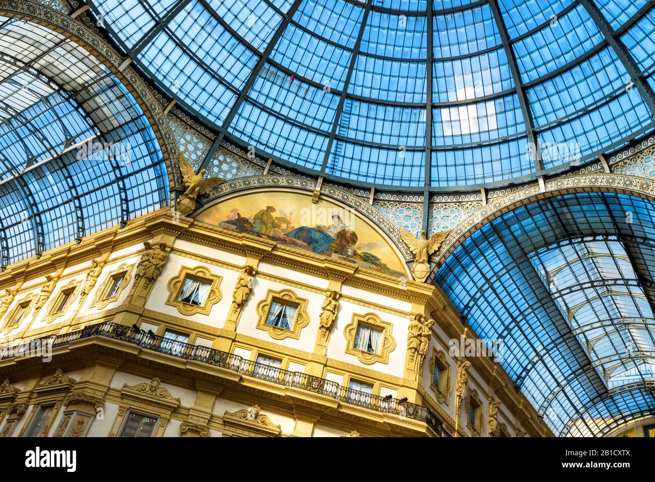 Glass doom of the Galleria Vittorio Emanuele II in central Milan, Italy ...