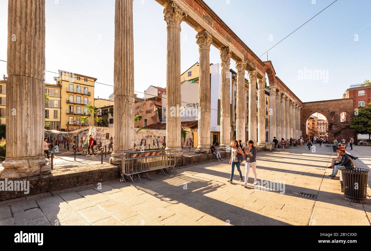Milan, Italy - May 22, 2017: Ancient Columns of San Lorenzo in Milan ...