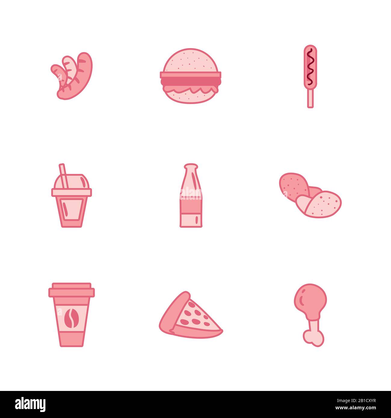 line style icon set design, fast food eat restaurant menu dinner lunch ...