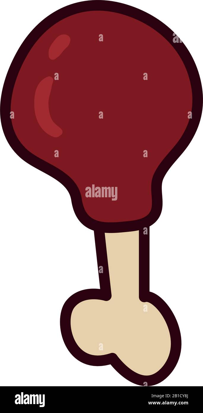 Chicken line and fill style icon design, fast food eat restaurant menu ...