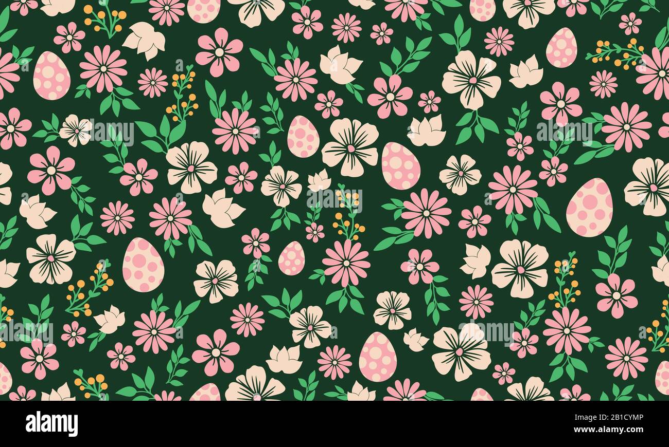 Modern wallpaper for Easter, with leaf and flower elegant pattern ...
