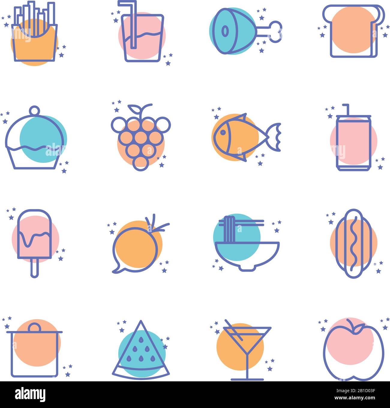 Isolated food block line style icon set vector design Stock Vector ...