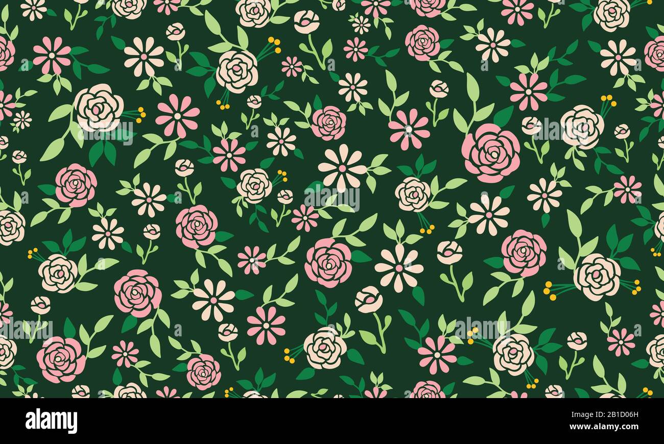 Modern flower for spring, with leaf and floral seamless pattern ...