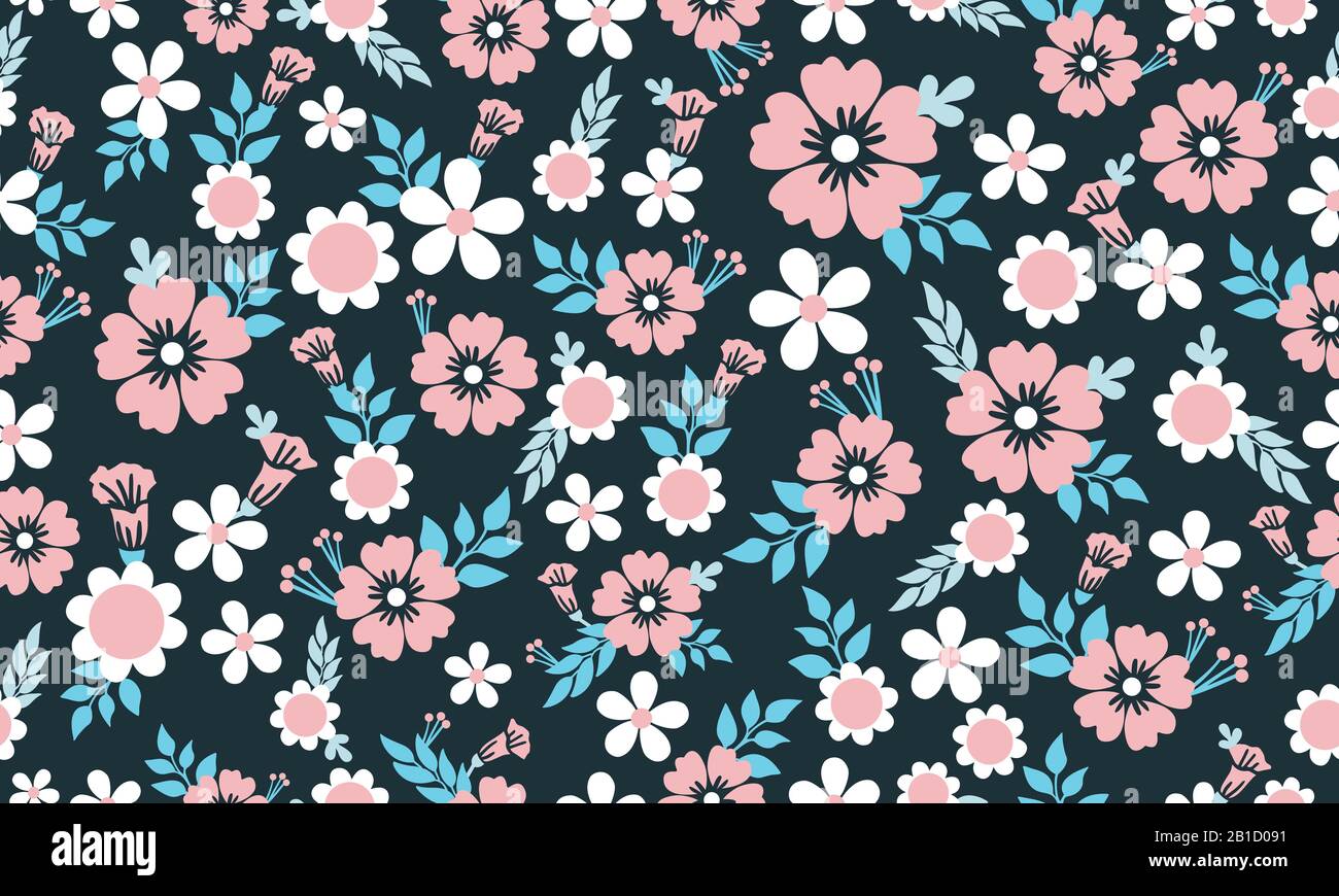 Pink floral pattern background for spring, with leaf and floral design ...