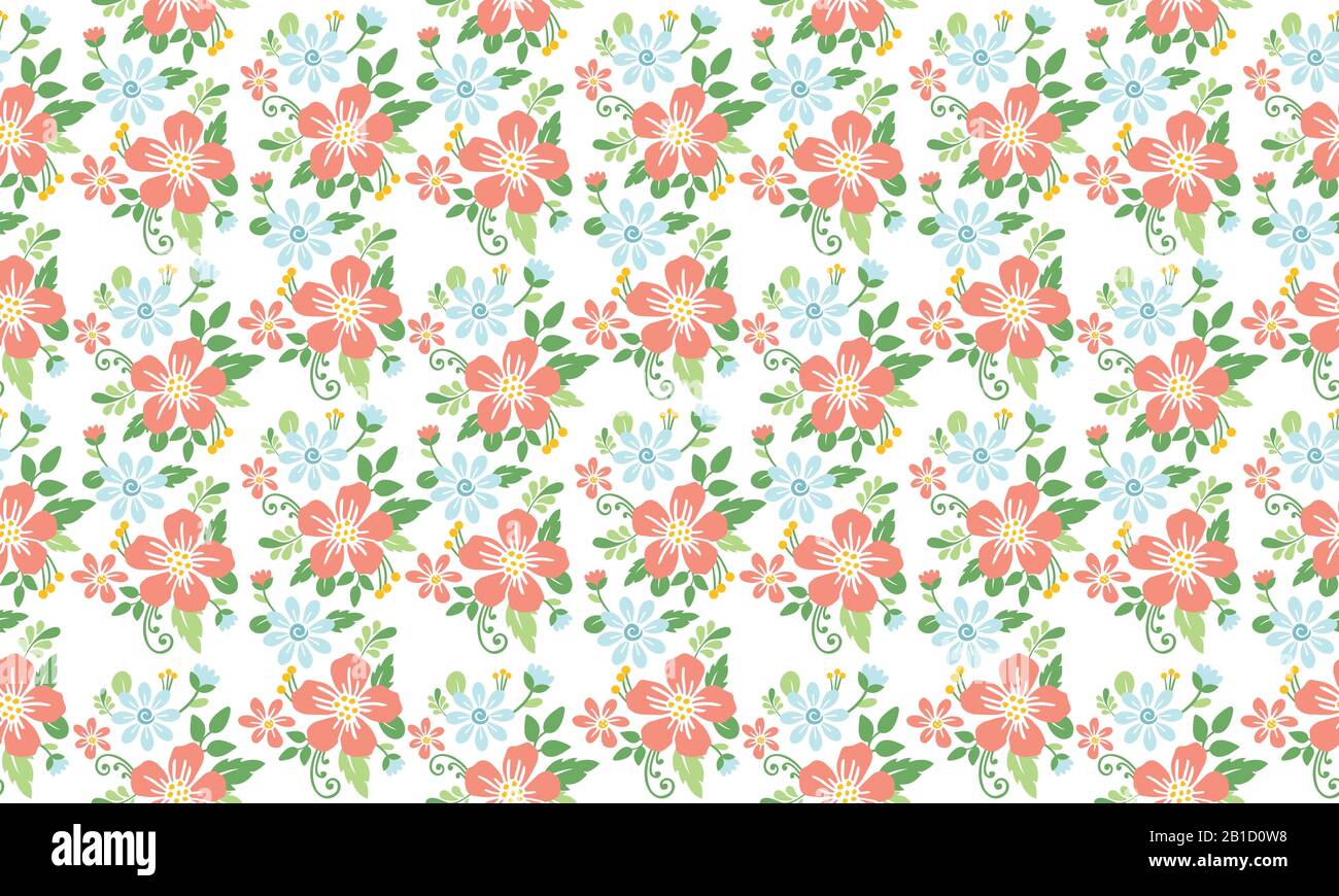 Beautiful flower pattern background for spring, with leaf and floral ...