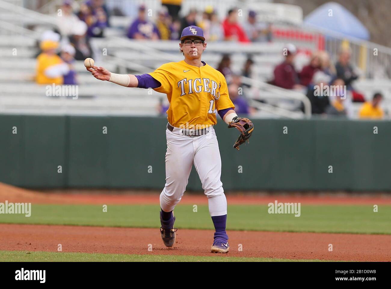Baton Rouge, LA, USA. 23rd Feb, 2020. LSU third baseman Zack Mathis (17 ...