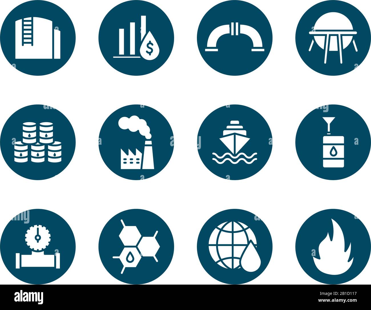 Isolated oil industry block and flat style icon set vector design Stock ...