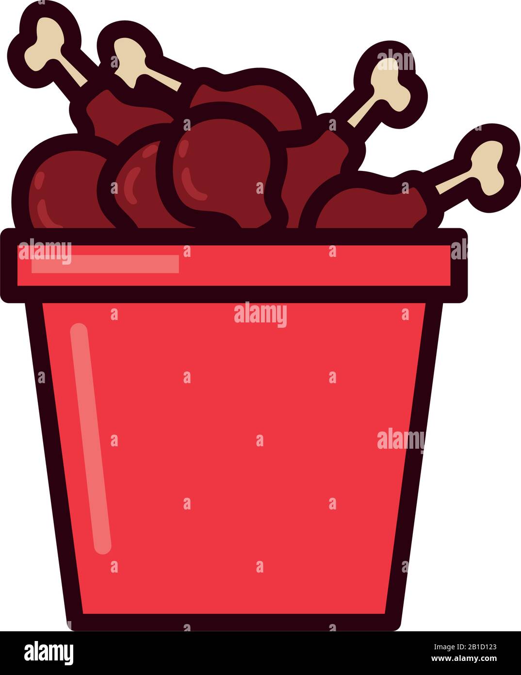 Chicken bucket line and fill style icon design, fast food eat ...