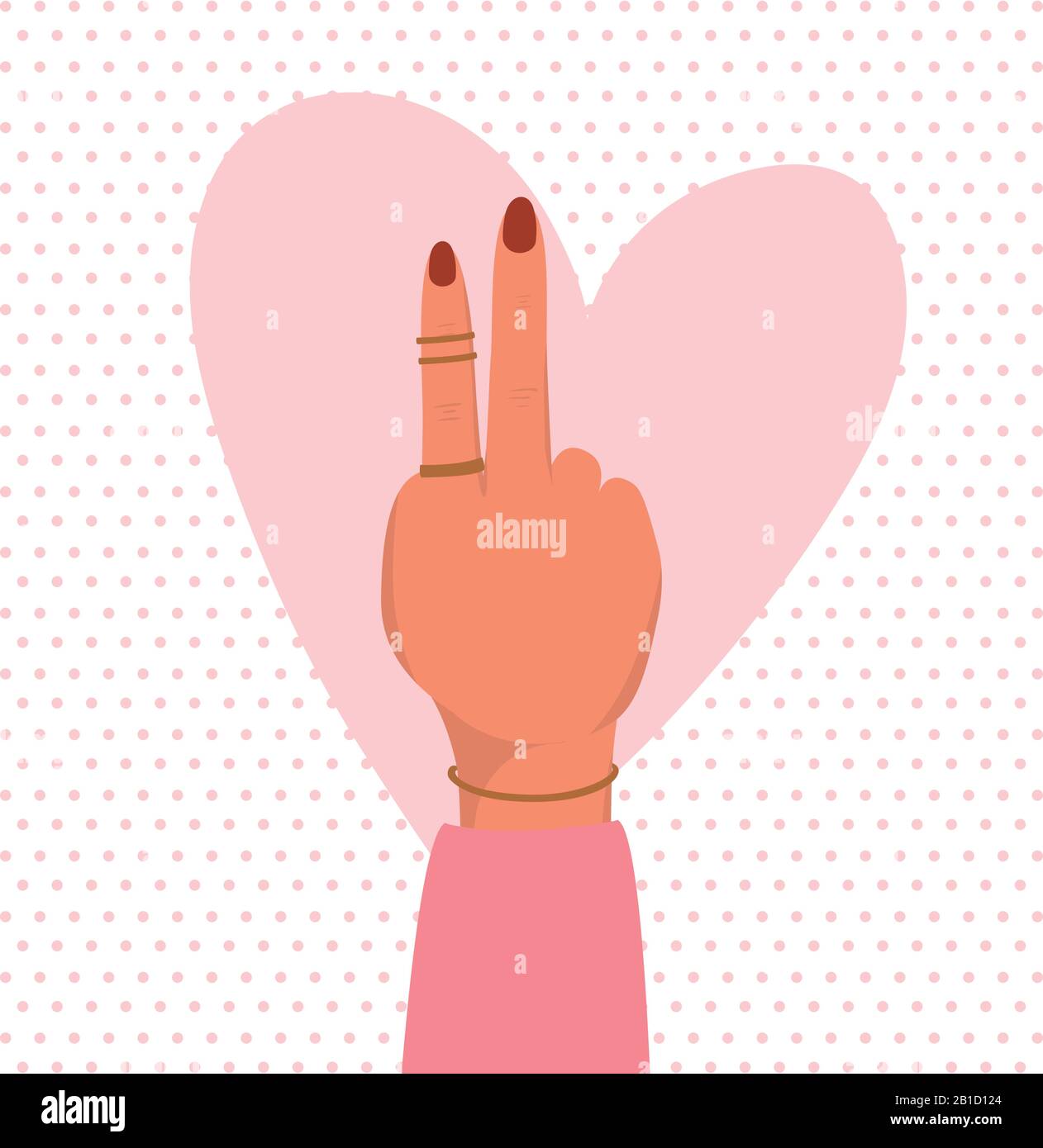 Isolated female love and peace hand over heart design Stock Vector ...