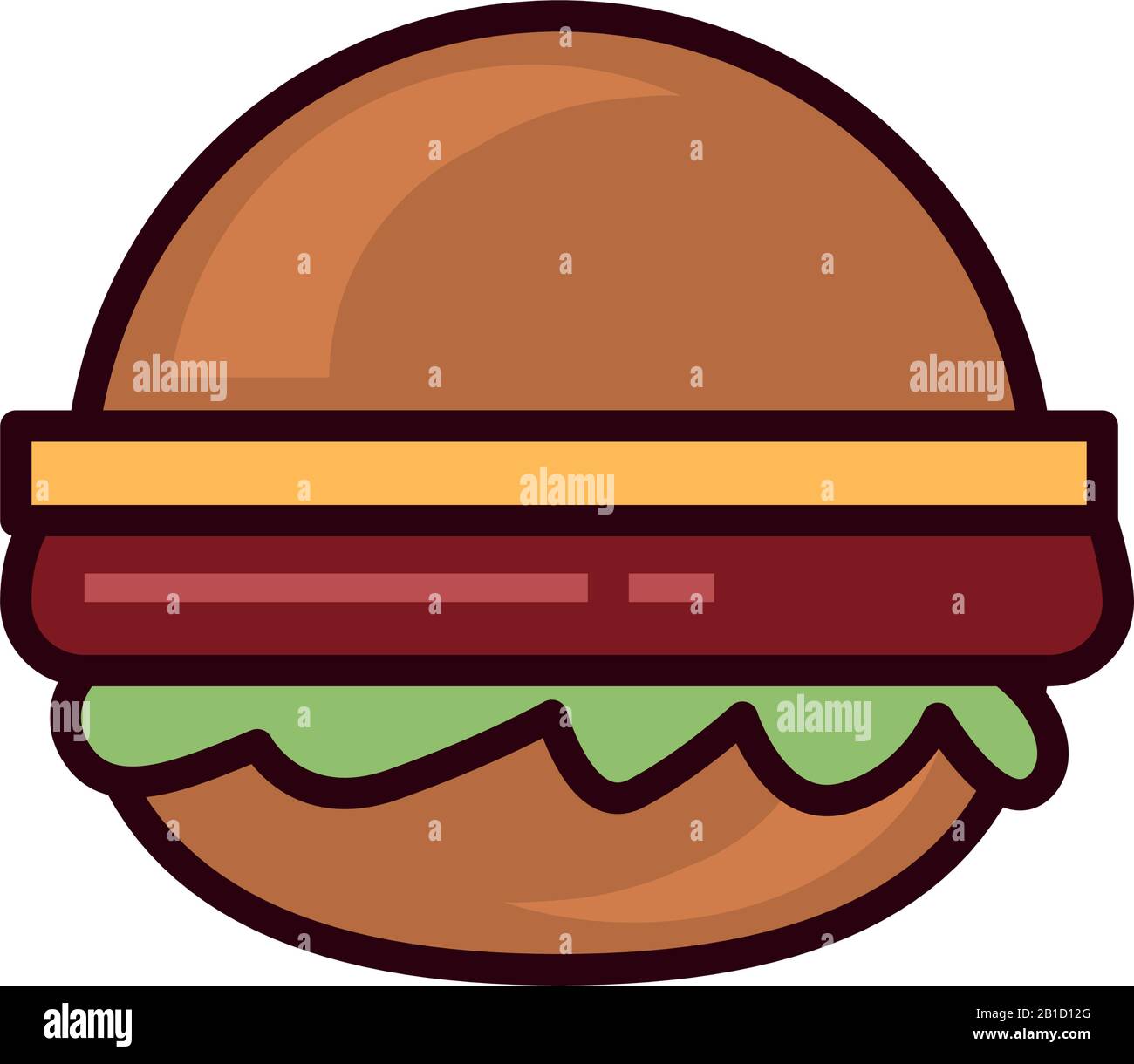 hamburger line and fill style icon design, fast food eat restaurant ...
