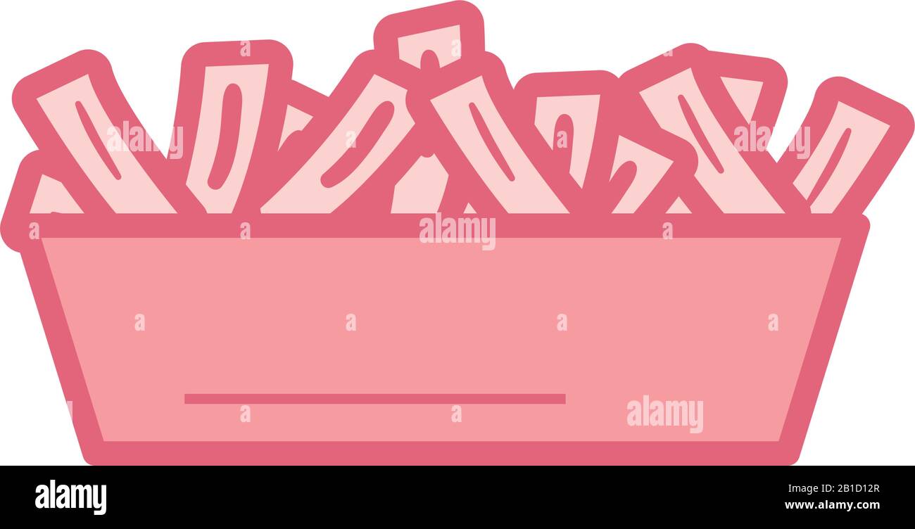 french fries line style icon design, fast food eat restaurant menu ...