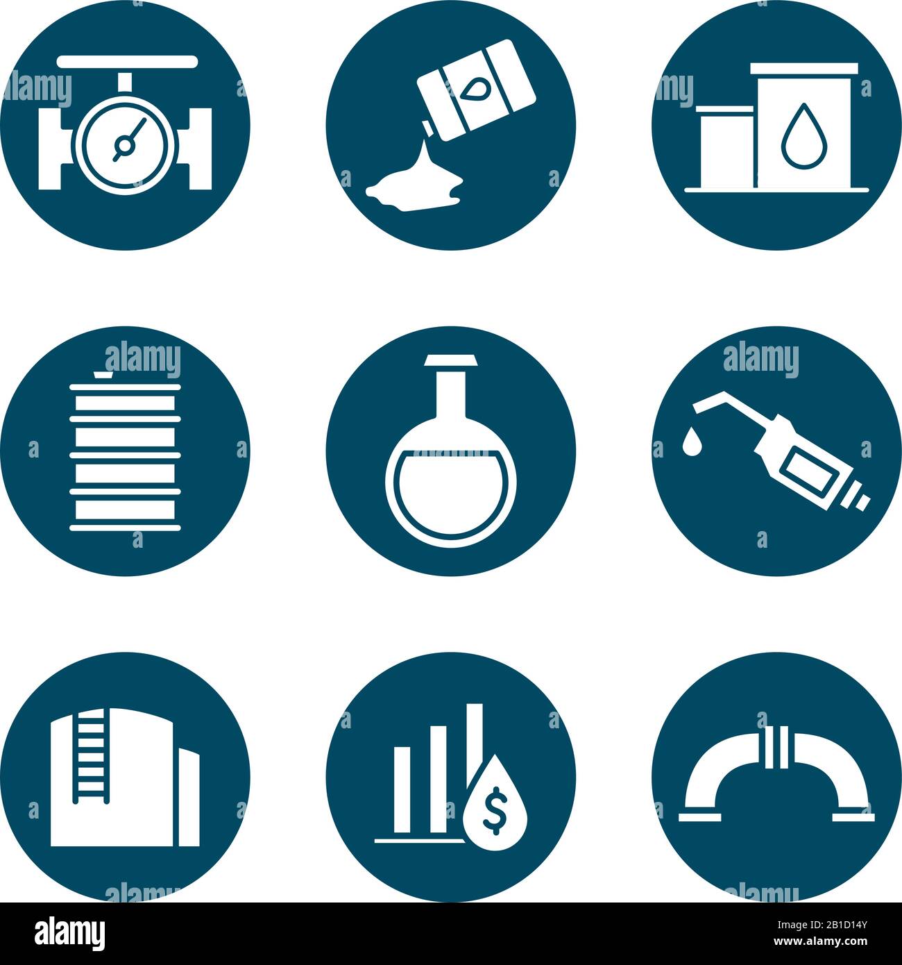 Isolated oil industry block and flat style icon set vector design Stock ...