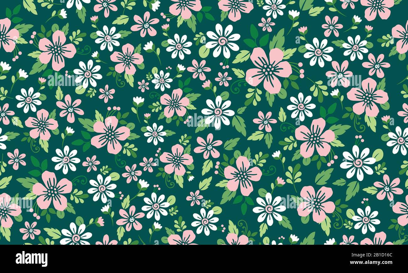 Spring flower pattern background, with leaf and floral unique design ...