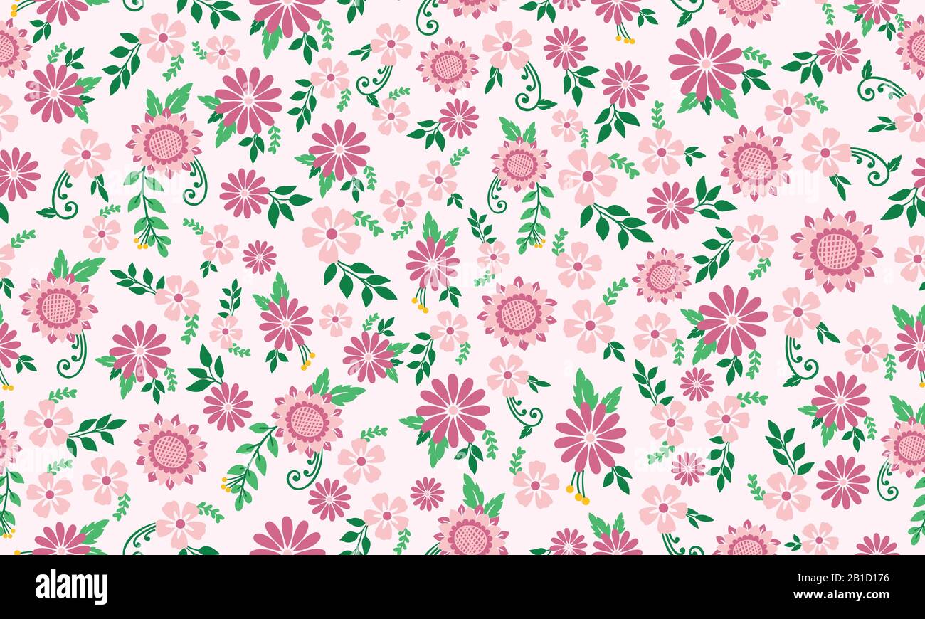 Spring flower pattern background, with leaf and floral unique design ...
