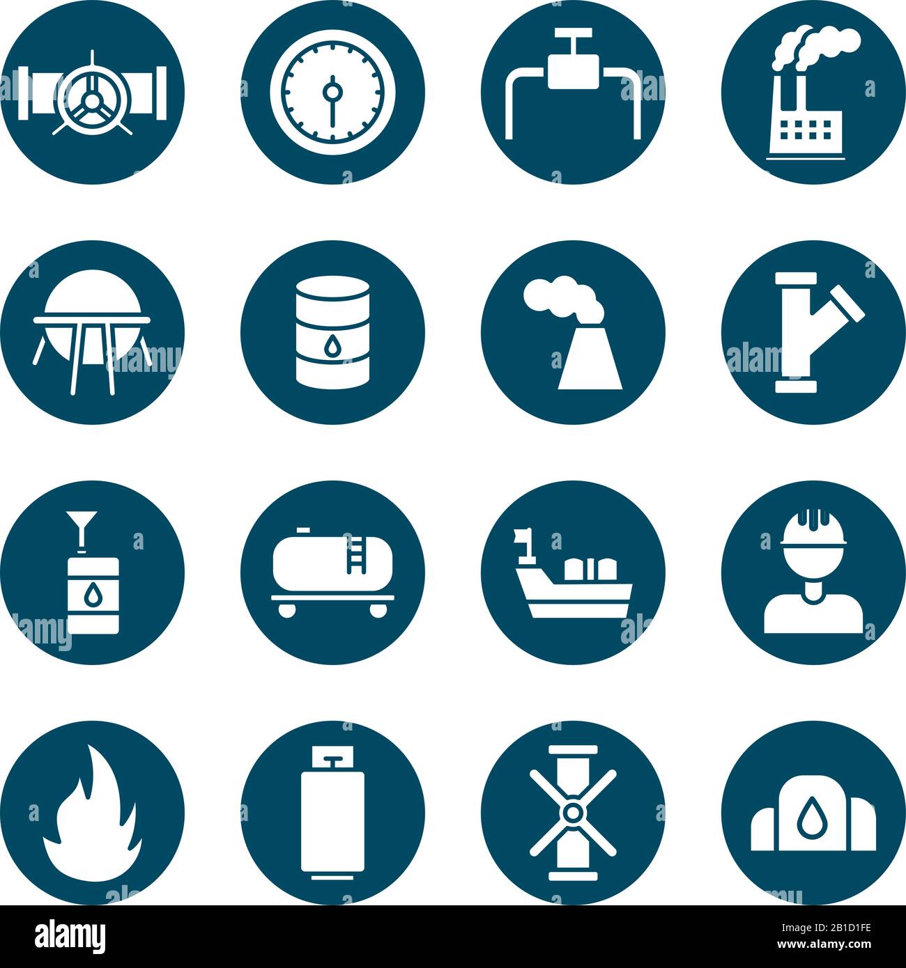 Isolated oil industry block and flat style icon set vector design Stock ...
